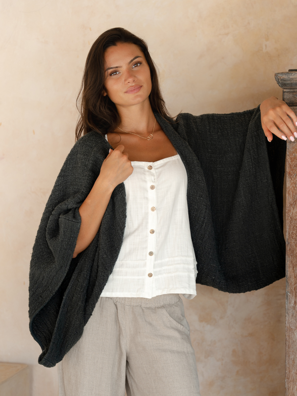 Bloom Cotton Shrug Charcoal | Soft Charcoal Cotton Shrug – Nomad the ...