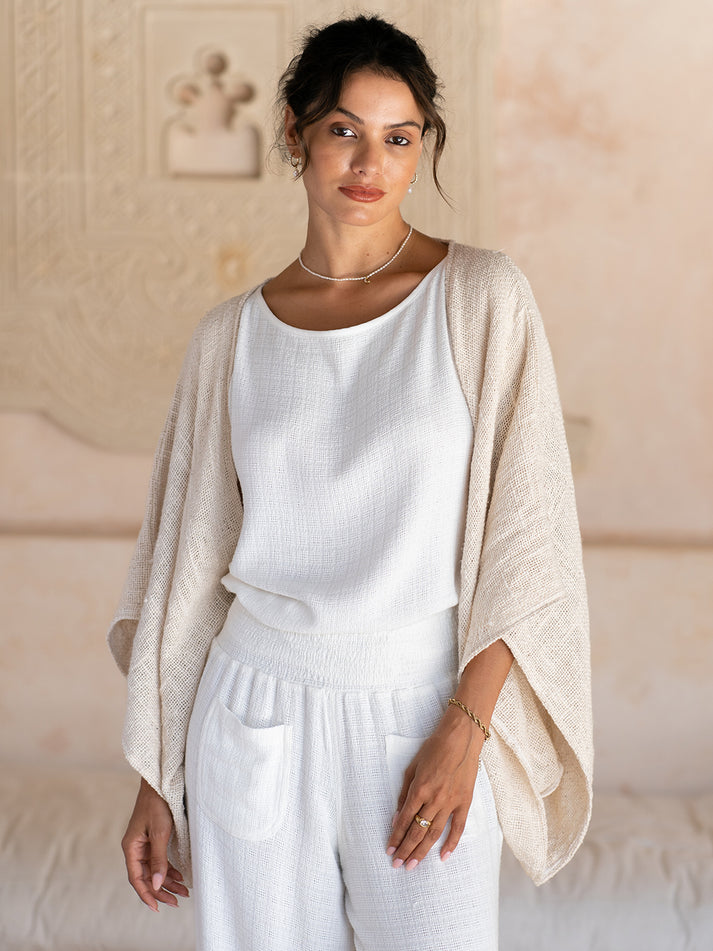 Bloom Cotton Shrug Ecru | Cotton Bloom Shrug – Nomad the Label US