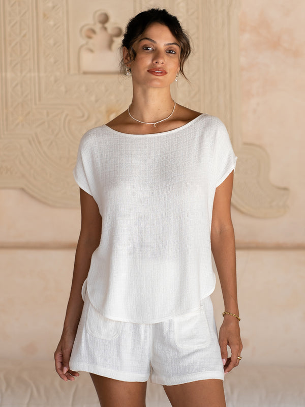 Casa Linen Blend Top Coconut | Linen Blend Casa Top – Nomad the Label US