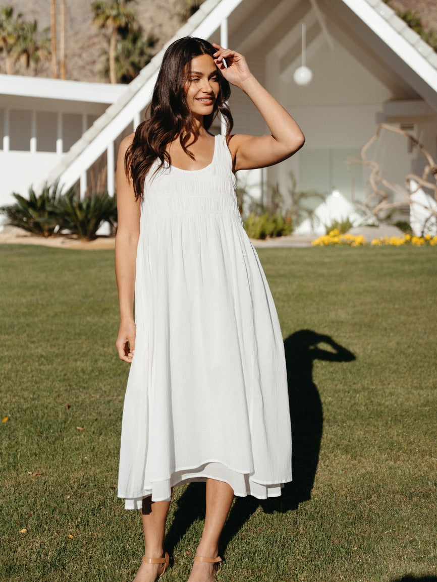Del Monte Midi Cotton Dress Coconut | White Midi Cotton Dress – Nomad ...
