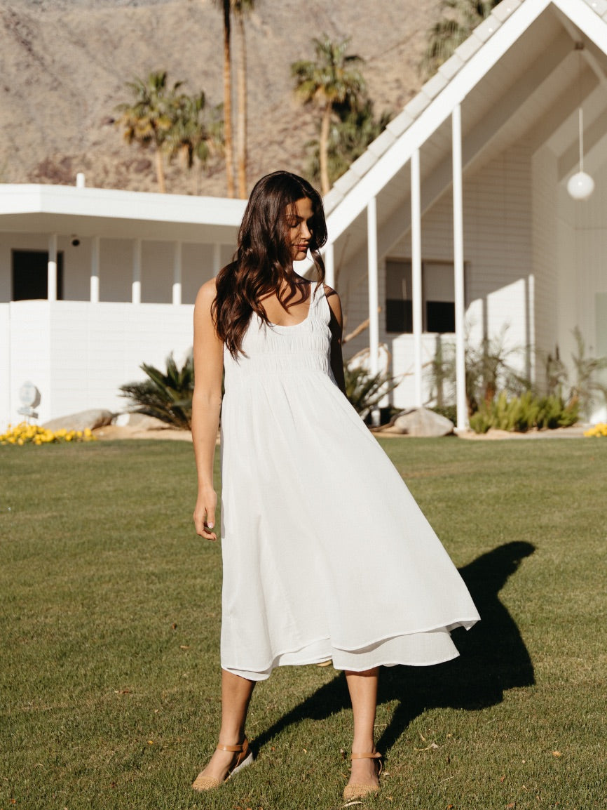 Del Monte Midi Cotton Dress Coconut | White Midi Cotton Dress – Nomad ...