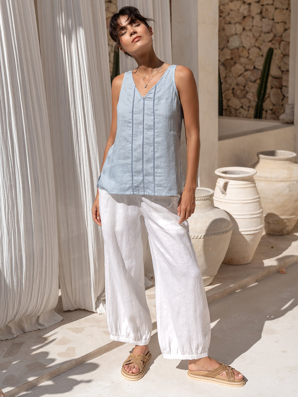 Giana Linen Top Slate Blue | Lightweight Women's Slate Blue Linen Top ...