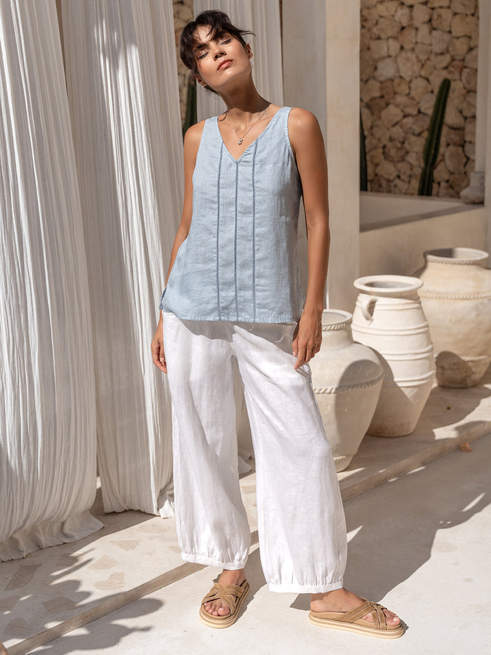 Giana Linen Top Slate Blue | Lightweight Women's Slate Blue Linen Top ...
