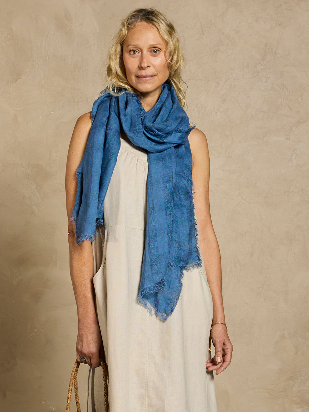 Sofi Linen Scarf Aegean Blue – Nomad the Label US