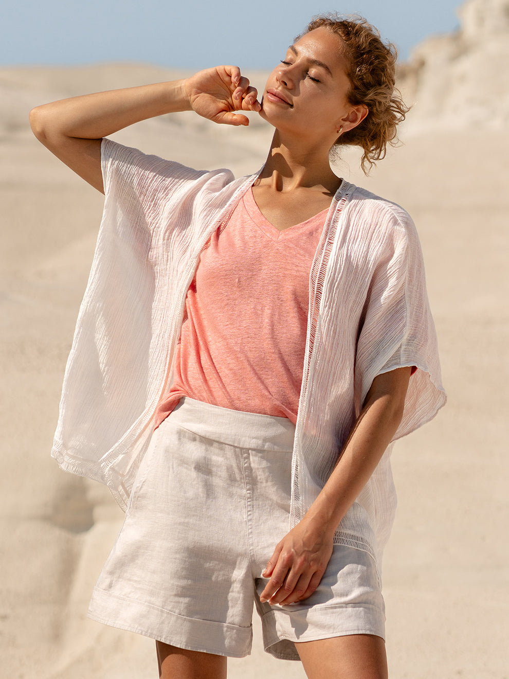 Rhea Linen Kimono Coconut – Nomad the Label US
