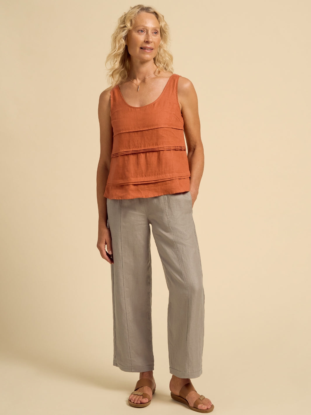Stella Linen Top Rust | Lightweight Rust Orange Linen Top – Nomad the ...