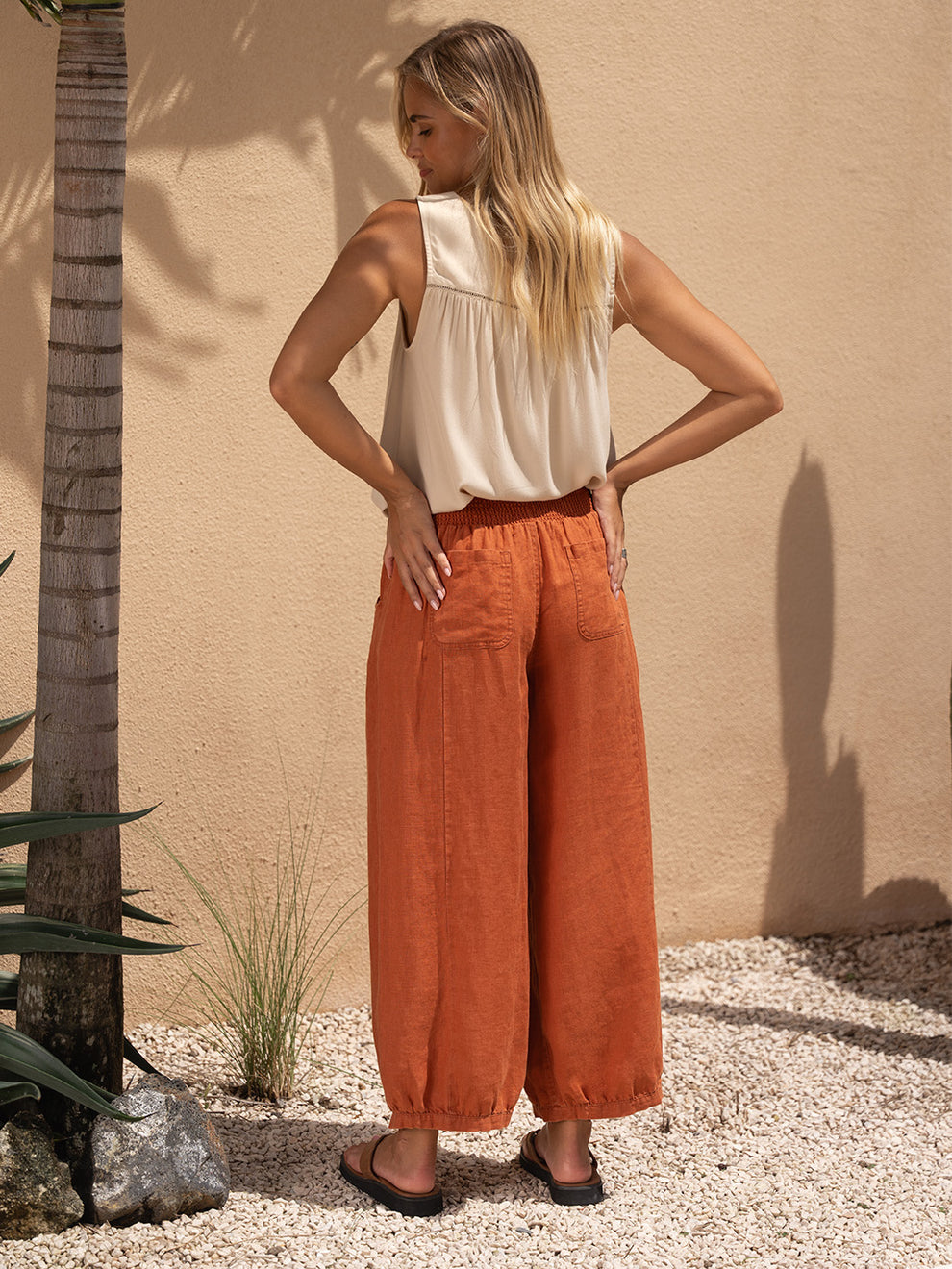Sadhu French Linen Pants Rust | Soft Orange Rust Linen Pants – Nomad ...