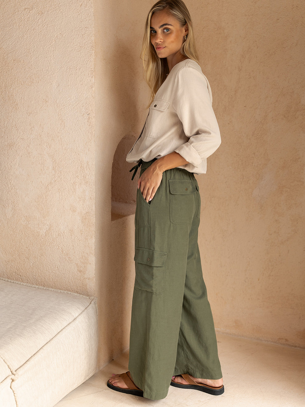 Crusoe Cargo Pants Olive | Soft Olive Cargo Pants – Nomad the Label US